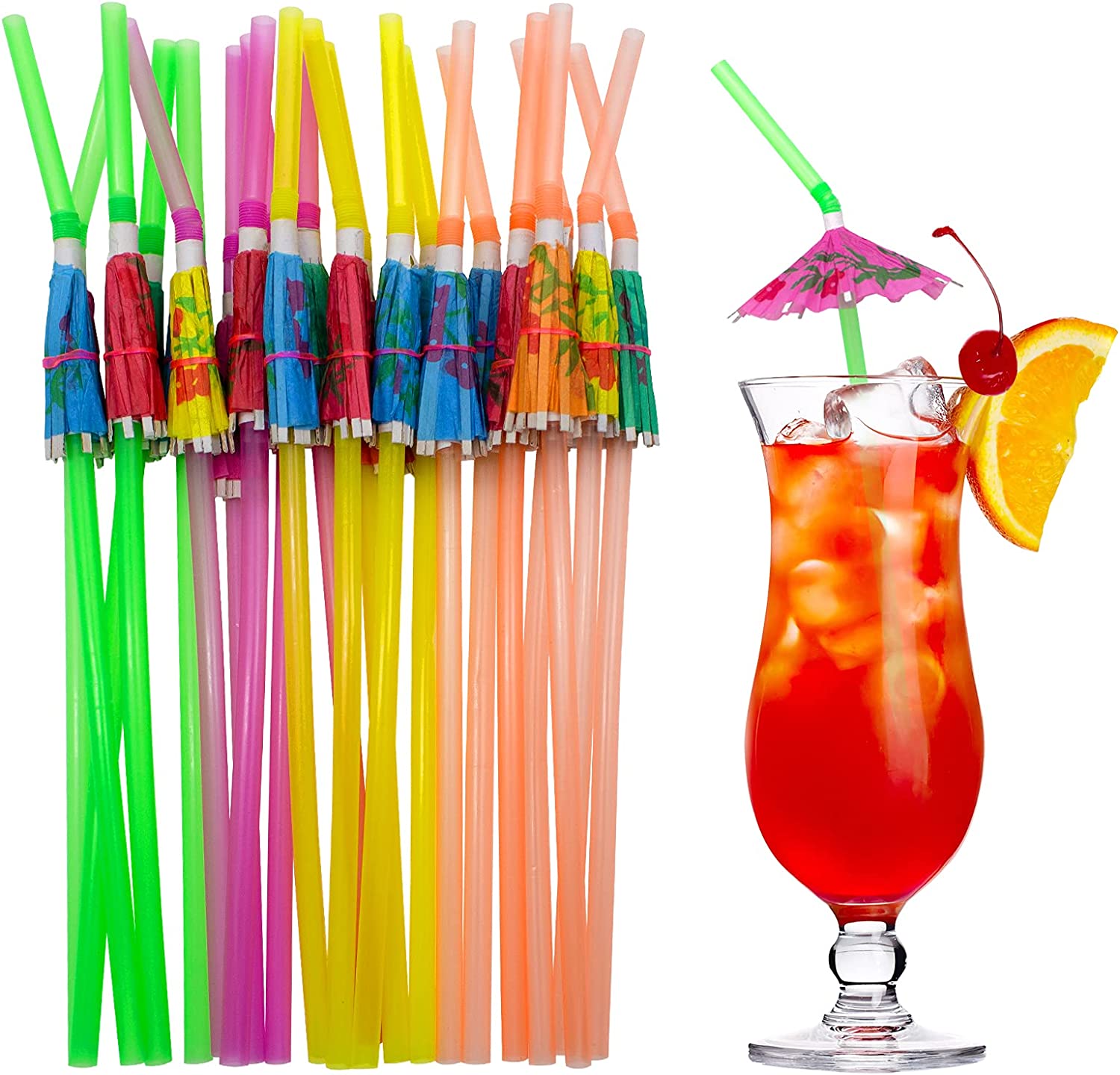 50 Sorbetes de papel decorativo para bebidas, paraguas de 9.45 pulgada ...